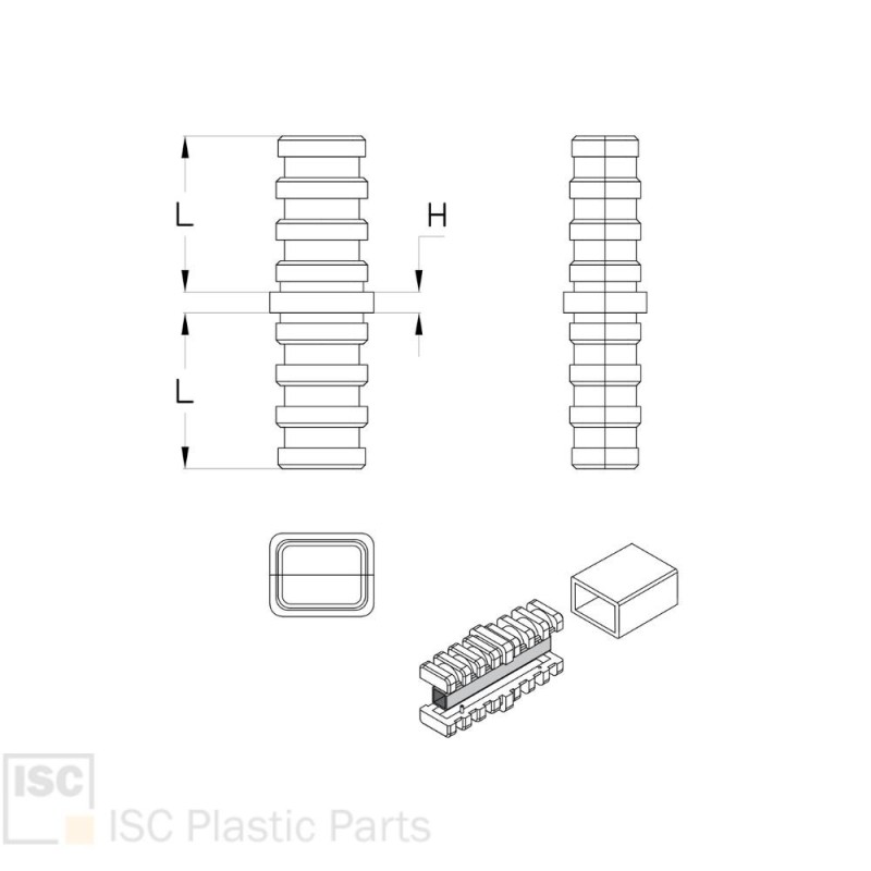 Raccord droit tubes rectangulaires 30x20 - Cœur acier | Comment Fer