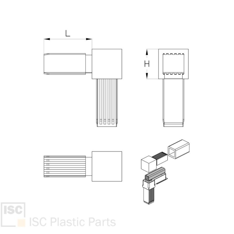 Raccord 90° tubes carrés 30x30 - Cœur acier | Comment Fer